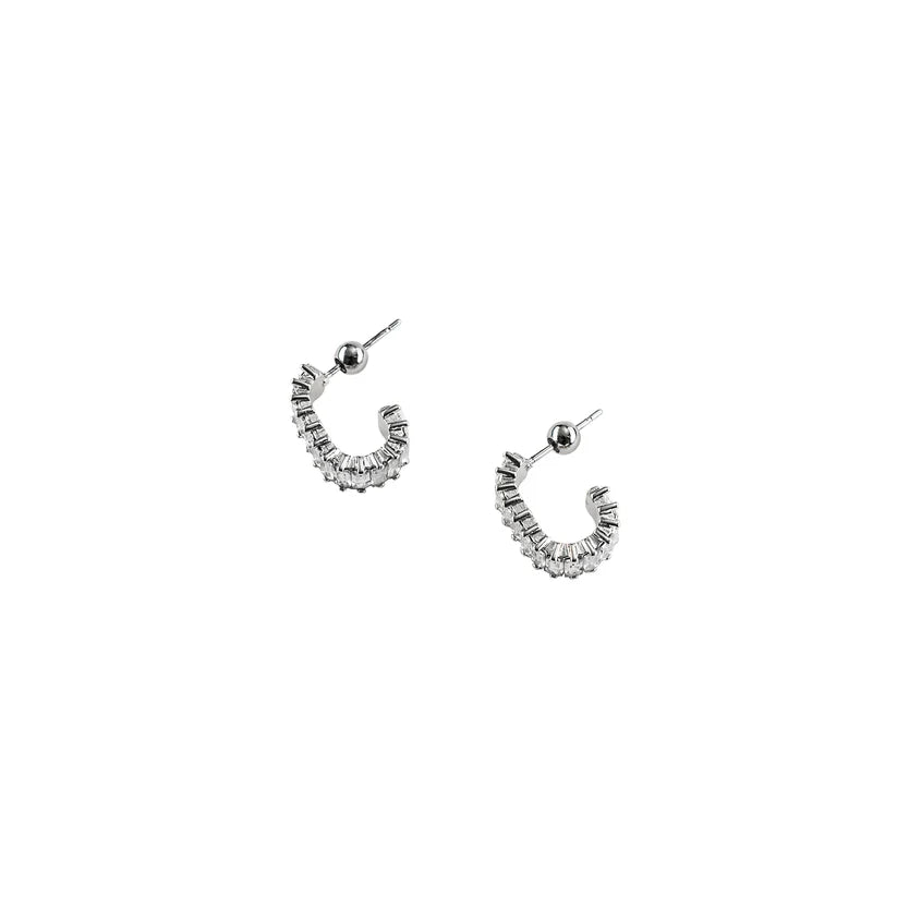 Silver Square Diamond Hoops – Styles By Erica